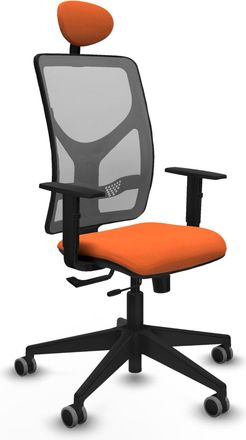 Piqueras y Crespo B&uuml;rostuhl, ideal zum Arbeiten, mit 1D-Armen, h&ouml;henverstellbare Lendenwirbelst&uuml;tze und festes Kopfteil, ausgestattet mit Syncro/Traslack. Grau/Orange