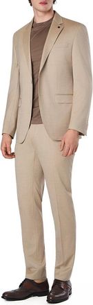 Karl Lagerfeld Herren Anzug beige meliert Slim Fit