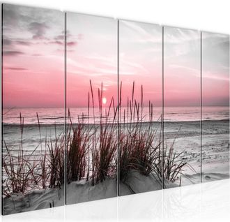 Runa Art Bild Strand Sonnenuntergang Wandbilder auf Vlies Leinwand 5 Teilig Wanddekoration Wohnzimmer 043756b