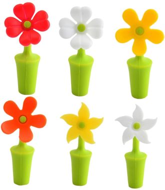 BESPORTBLE 6 St&uuml;ck Silikon Weinflaschenverschluss Bl&uuml;tenform Wiederverwendbar Luftdicht Weinstopfen Dekorativ Bpa frei F&uuml;r Wein Whisky Flaschen Verschluss