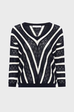 Gerard Darel Pull en crochet &agrave; rayures contrast&eacute;es - LORETTA - Marine
