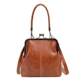 Generic Sac &agrave; bandouli&egrave;re pour femmes avec verrou &agrave; bisous en PU, sac moyen &agrave; couleur unie, &eacute;l&eacute;gant et vintage id&eacute;al pour voyager, travailler, aller &agrave; l&eacute;cole 