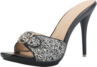 Miyoopark Mules sexy pour femme avec talon aiguille Mule d&eacute;t&eacute;, T13 Check Noir, 43 EU