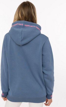 Zwillingsherz Hoodie Happy Days gestickte pinke Details, Kapuze, Kordelzug, Tasche vorne, Rippb&uuml;ndchen