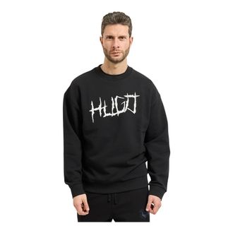 HUGO BOSS Homme, Sweatshirts et sweats &agrave; capuche, Noir, Taille: S SweaT-shirt en coton &eacute;ponge