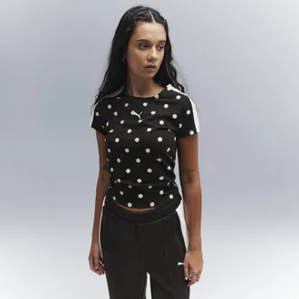 Puma T7 Polka Dots Slim T-Shirt Damen, Kleidung, Schwarz, XL