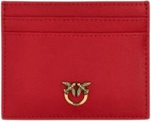Pinko Pinko, Femme, Accessoires, Rouge, Taille: ONE Size Porte-Cartes en Cuir &Eacute;l&eacute;gant