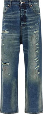 VETEMENTS Homme, Jeans, Bleu, Taille: W30 Jeans Baggy D&eacute;lav&eacute;s Effet Us&eacute;