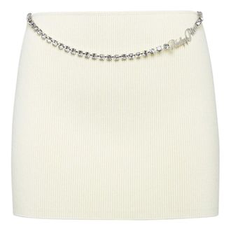 Philipp Plein Femme, Jupes, Blanc, Taille: 38 FR Viscose Stretch Mini Skirt