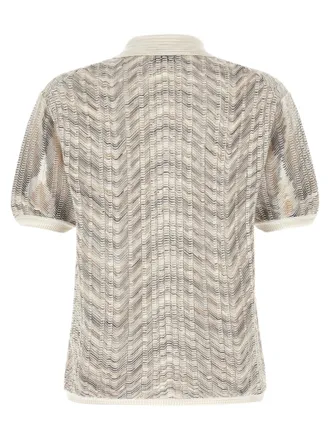 Missoni Zig-zag Knit Polo Shirt - Beige