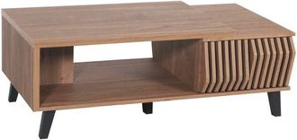 Hhg Couchtisch HHG 619, Wohnzimmertisch Beistelltisch Sofatisch, 3D-Design Schubladen 44x120x65cm, braun