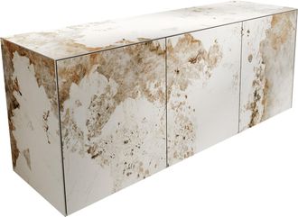 DELIFE Kommode Cuor Keramik Minas Melange Wei&szlig;-Beige 150 cm 3 T&uuml;ren Schwebend Sideboard