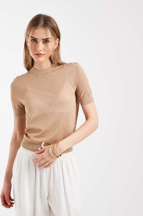 & Other Stories Top transparent en maille l&eacute;g&egrave;re - Beige-Neutre