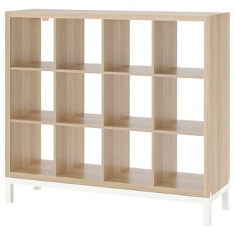 IKEA Ikea KALLAX Regal mit Untergestell, 147x129 cm, Eiche wei&szlig; gebeizt/wei&szlig;