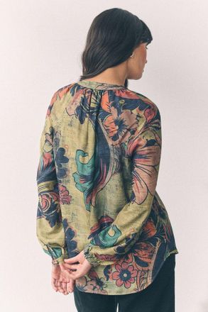 Next Langarmbluse Lang&auml;rmelige Bluse mit V-Ausschnitt (1-tlg)