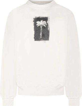 Palm Angels Palm Tree Locker Baumwoll-Sweatshirt mit Rundhalsausschnitt - - Sweatshirts & Hoodies - Herren - Wei&szlig; - M