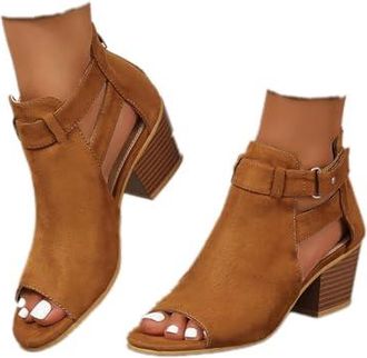 Generic Sandales orthop&eacute;diques &agrave; talons hauts &agrave; bout ouvert et compens&eacute;es d&eacute;contract&eacute;es pour la plage boh&egrave;me - Chaussures dext&eacute;rieur &agrave; talons carr&eacute;s pour femm