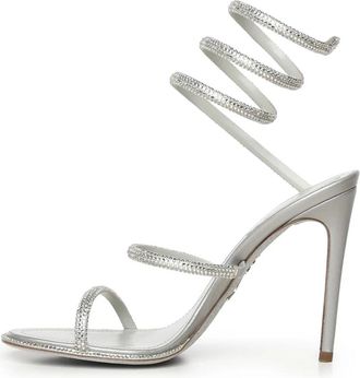 Rene Caovilla Femme, Chaussures, Gris, Taille: 38 EU Sandales spirales orn&eacute;es de cristaux