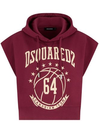 Dsquared2 hoodie sans manches &agrave; logo imprim&eacute; - Rouge