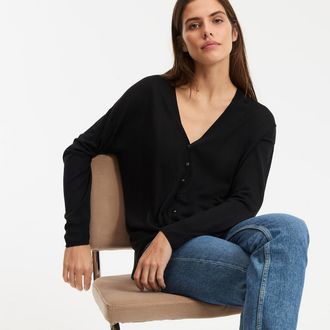 La Redoute Collections Cardigan Col V En Fine Maille Boutonn&eacute;