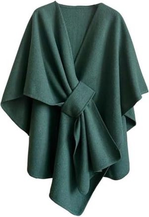 Generic The Fleece Drape Ch&acirc;le Poncho Doux Ouvert sur le Devant Femme &Eacute;l&eacute;gant Ch&acirc;le Wrap Pull pour Printemps Automne Hiver, Vert, Taille unique