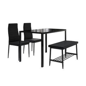 Vicco Esstisch-Set Grand, K&uuml;chentisch, Schwarz, 120 x 70 cm 4-teiliges Set