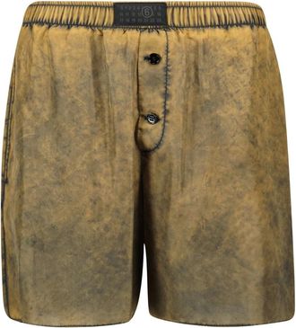 Maison Margiela Femme, Shorts, Brun, Taille: 36 FR Short en Soie Marron Lav&eacute; Printemps-&Eacute;t&eacute; 2025