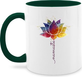 Shirtracer Tasse Tassen 325ml - Namaste Lotusblüte Yoga Mandala Spirit Wellness Meditation - 325 ml - Dunkelgrün - esoterik yoga-tasse joga lotusblume mug spirit