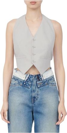 Maison Margiela Femme, Vestes, Gris, Taille: 38 FR Gilet en m&eacute;lange de laine