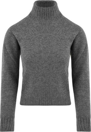SOLOTRE Rollkragenpullover mit weitem Ausschnitt - - Knitwear - Damen - Grau - L