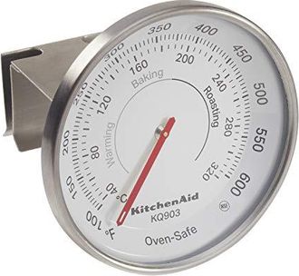 KitchenAid Thermomètre à Four Réglable à Suspendre, pour Fours à Gaz, Électrique et à Chaleur Tournante, 40°C à 320°C Taille Unique Noir