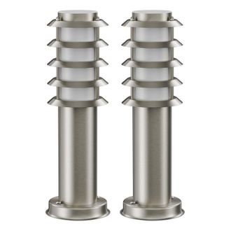 LEDs Com 2 St&uuml;ck Pollerleuchte PORU f&uuml;r au&szlig;en, IP44, Gitter, 39cm, edelstahl, inkl. Smart Home RGBW E27 LED Lampe, 892lm