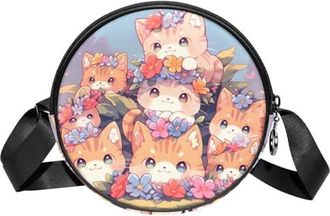 Generic Sac &agrave; bandouli&egrave;re rond pour femme, petit sac &agrave; bandouli&egrave;re color&eacute; avec fermeture &eacute;clair, bretelles r&eacute;glables, sac &agrave; main rond d&eacute;contract&eacute; pour femmes 