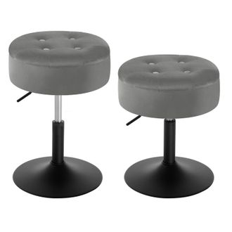 Woltu Schminktisch Stuhl 2er Set, Sitzhocker mit Stauraum, Hocker H&ouml;henverstellbar aus Bequemem Samt, 360&deg; drehbar, F&uuml;r Schlafzimmer, Wohnzimmer, Esszimmer,