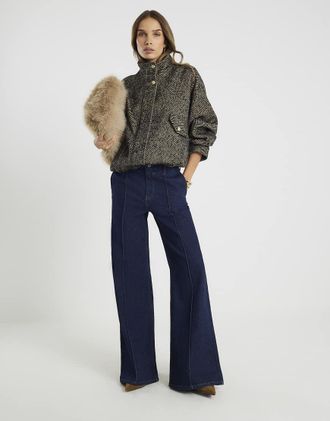 River Island Jean coupe palazzo &agrave; nervures - Denim fonc&eacute;-Bleu