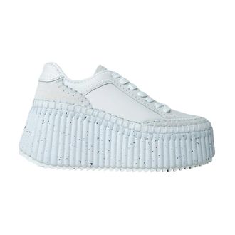 Chlo&eacute; Leder-Sneakers mit Kontrastpaneelen - - Shoes - Damen - Wei&szlig; - 41 EU