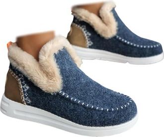 Generic Bottes de neige chaudes doubl&eacute;es de fourrure pour femme, bout rond, antid&eacute;rapantes, mocassins en daim avec doublure en peluche pelucheuse, doublure en