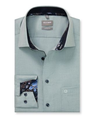 Olymp Luxor, Comfort Fit, Bügelfreies Hemd mit Ausputz in Pinpoint-Qualität in