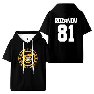 Generic Heated Rivalry Merch Ilya Rozanov T-shirt &agrave; capuche unisexe &agrave; manches courtes T-shirt d&eacute;contract&eacute; Streetwear Tops, Noir, 4XL