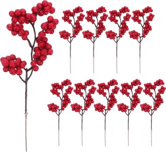 BESPORTBLE 10 St&uuml;Ck K&uuml;Nstliche Rote Beerenzweige Weihnachtsdeko DIY Simulation Berry Dekor F&uuml;R Tischdeko Weihnachtskranz Blumenarrangements Zuhause Festliche Dek