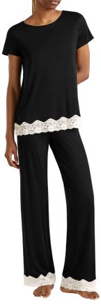 Benetton Damen T-Shirt 3z123m314 Pyjamaoberteil, Schwarz, Medium