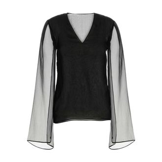 Alberta Ferretti V-neck Seidenbluse - - Blouses & Shirts - Damen - Schwarzk - S