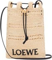 Loewe Pochette bandouli&egrave;re en raphia et cuir