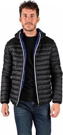 Scott Doudoune Veste Luxus Réversible à Capuche Impérmeable Homme (FR/ES, Alpha/lettres, L, Taille normale, Taille normale, Noir/Bleu marine)