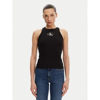 Calvin Klein Jeans Top Monologo J20J225301 Schwarz Slim Fit