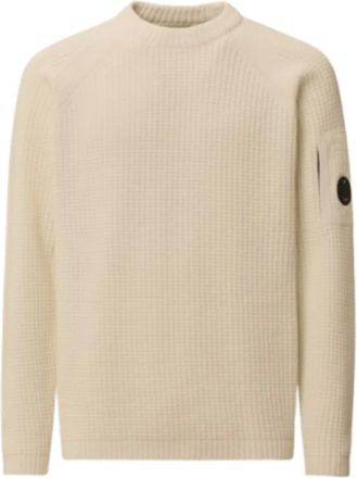 C.P. Company C.p. Company, Homme, Pulls, Blanc, Taille: M Pull Ras du Cou en Chenille de Coton