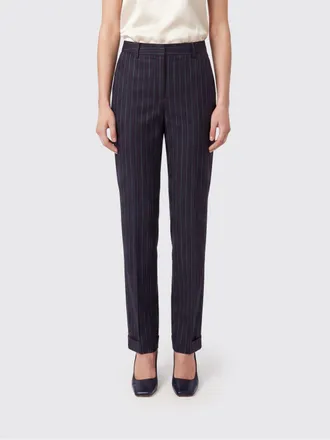 Semicouture Pantalon skinny taille haute &agrave; rayures en m&eacute;lange de laine