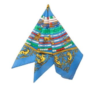 Herm&egrave;s Pre-owned Dies et Hore Silk Handkerchief - Femme - Pre-owned - Bleu - Taille: ONE Size