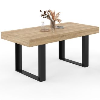 IDMarket Esstisch, ausziehbar, rechteckig, Phoenix f&uuml;r 4-6 Personen, Holz und Schwarz, 120 - 160 cm