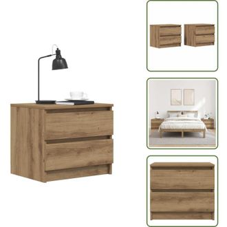 vidaXL Nachttische 2 Stk. Artisan-Eiche 50x40x43,5 cm Holzwerkstoff - Nachttisch - Nachttische - Schrank - Nachtschrank